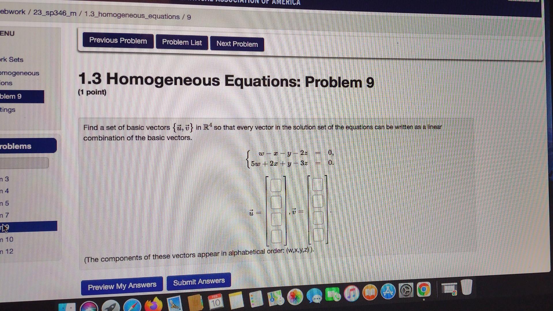 Solved 1.3 Homogeneous Equations: Problem 9 (1 point) Find a | Chegg.com