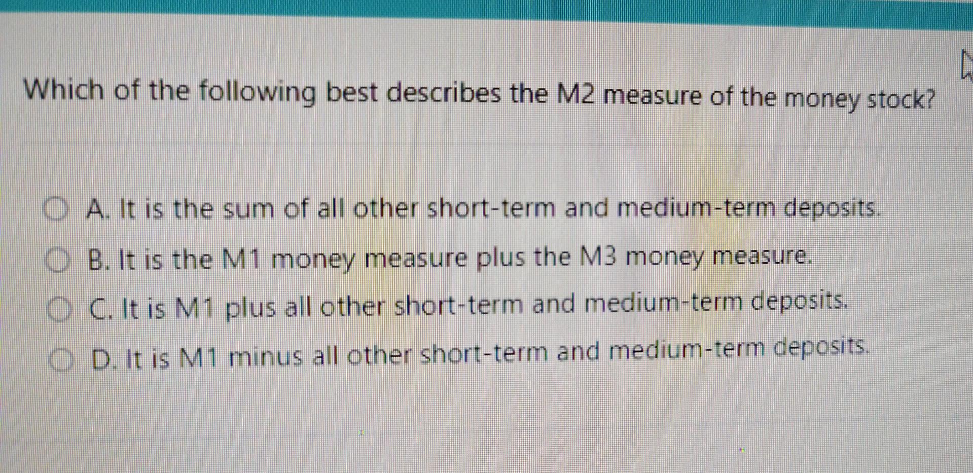 Solved Which of the following best describes the M2 measure | Chegg.com