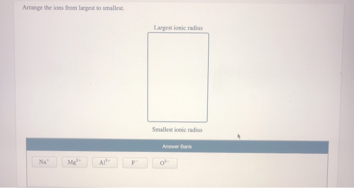 Solved Arrange the ions from largest to smallest. Largest | Chegg.com
