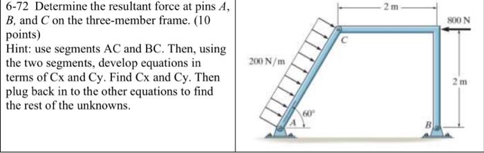 Solved 6-72 Determine the resultant force at pins A, B, and | Chegg.com Solved 6-72 Determine the resultant force at pins A, B, and | Chegg.com
