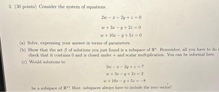 3. (30 points) Consider the system of equations | Chegg.com