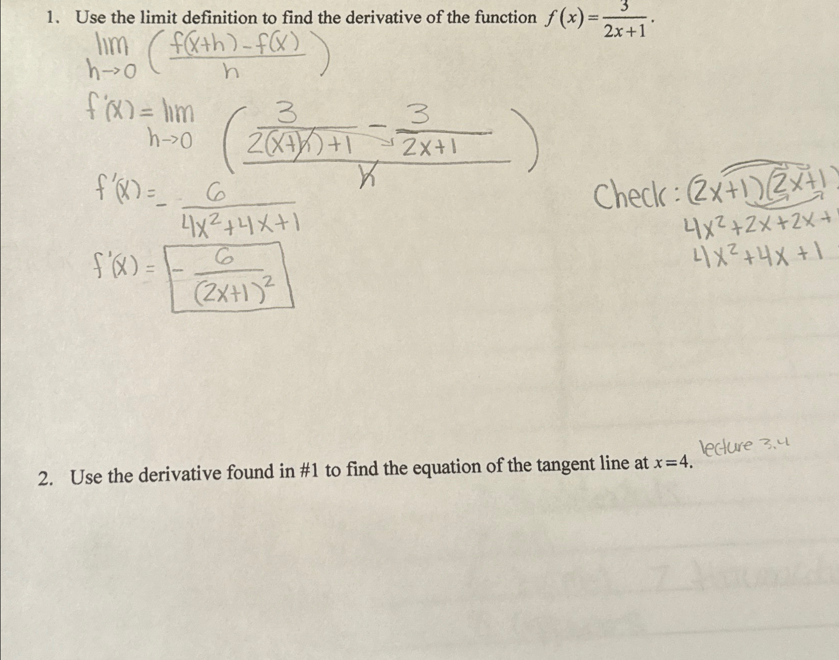Solved Use the limit definition to find the derivative of | Chegg.com