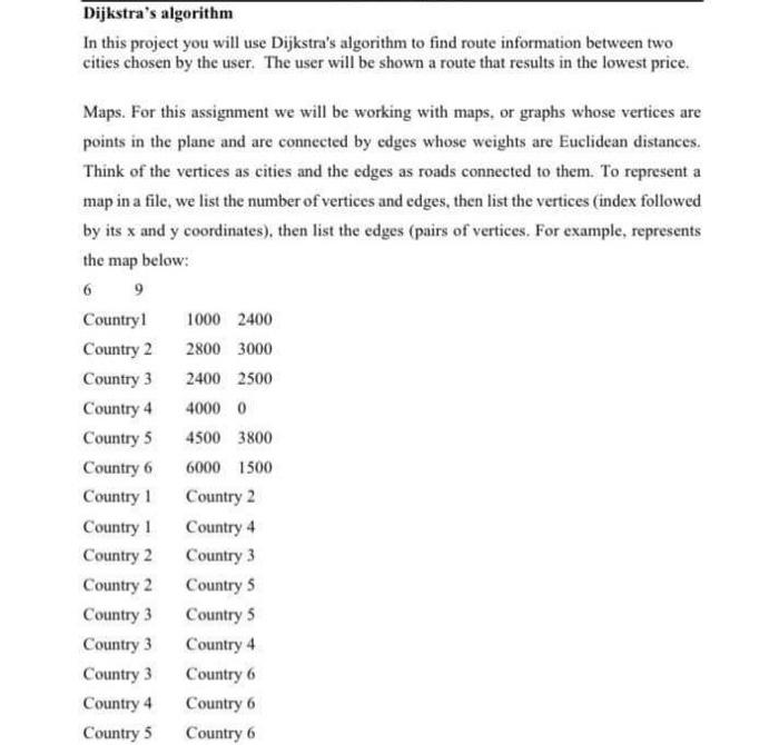 Solved Dijkstra's algorithm In this project you will use | Chegg.com Solved Dijkstra's algorithm In this project you will use | Chegg.com