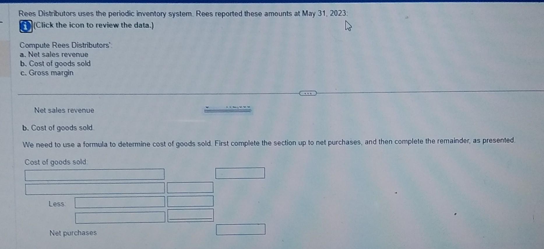 Solved Rees Distributors uses the periodic inventory system. | Chegg.com