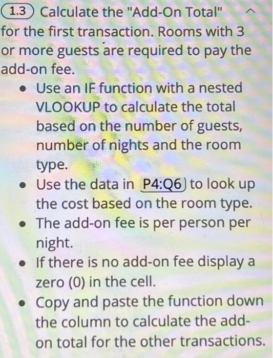 Solved 1 3 Calculate The Add On Total Or The First