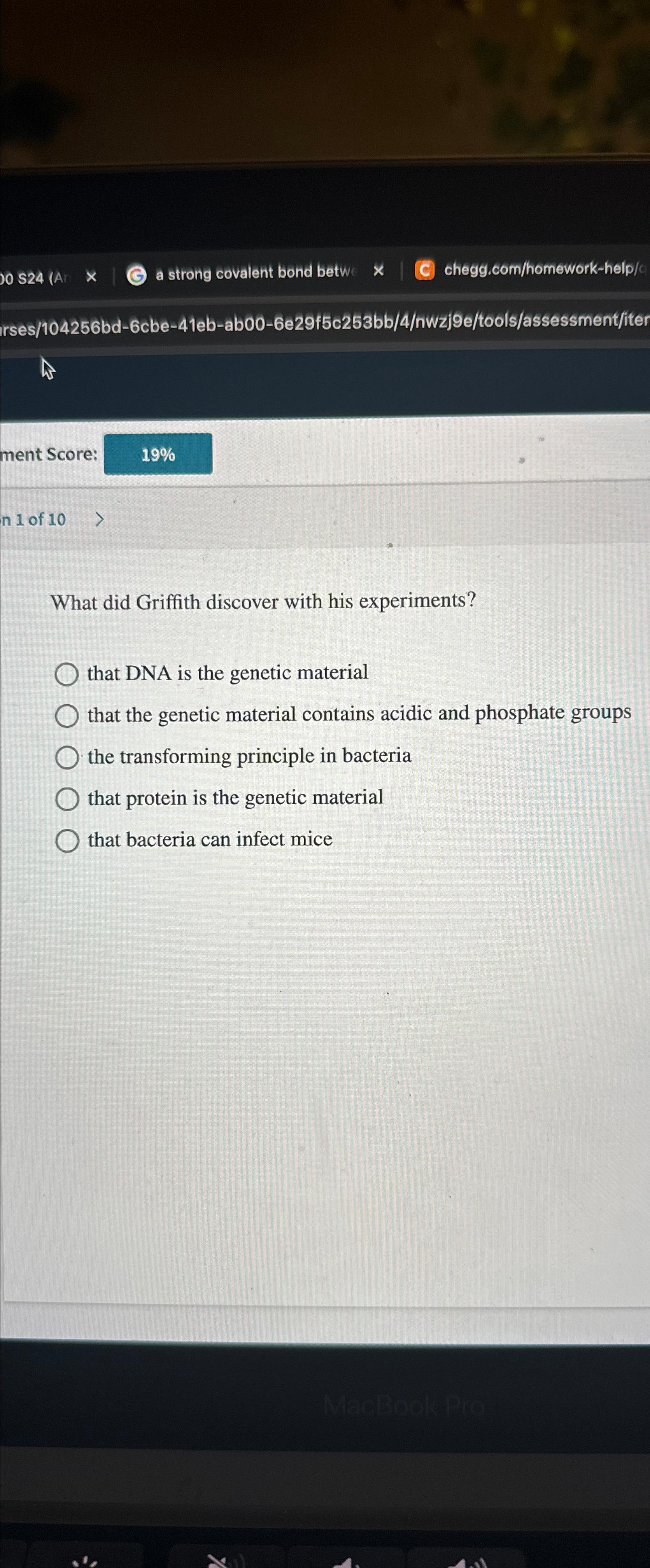 Solved ment Score:19%What did Griffith discover with his | Chegg.com