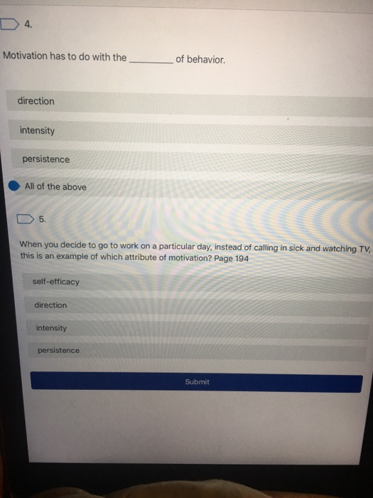 Solved D 4. Motivation has to do with the of behavior. | Chegg.com