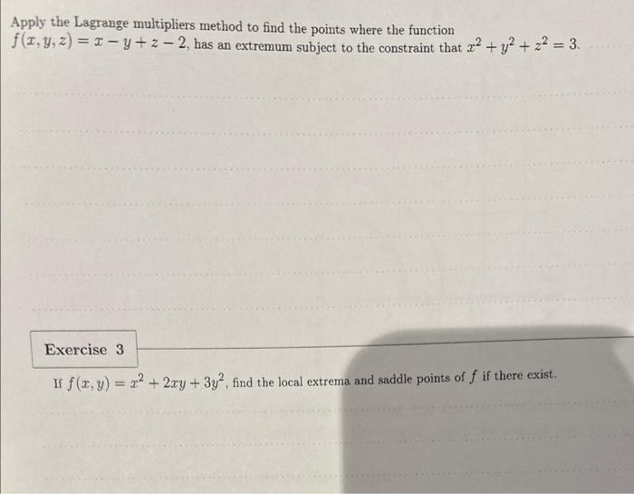 Solved Apply the Lagrange multipliers method to find the | Chegg.com