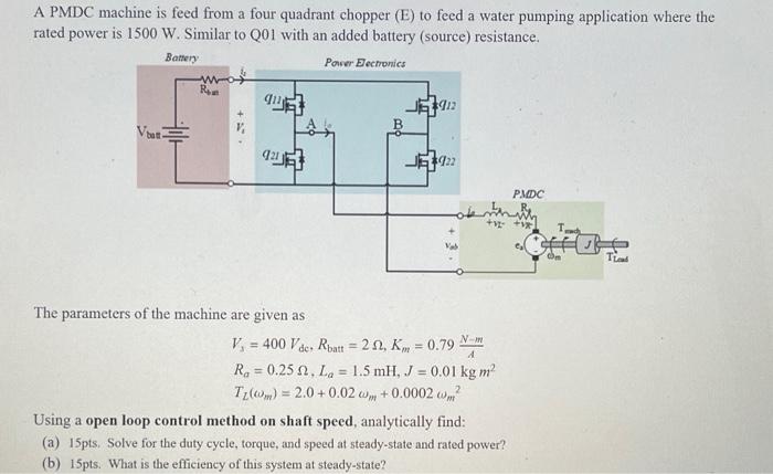 Solved A PMDC machine is feed from a four quadrant chopper | Chegg.com