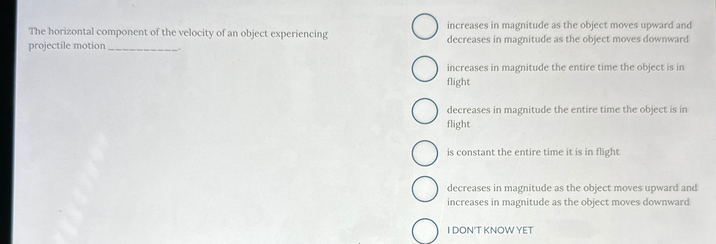Solved The horizontal component of the velocity of an object | Chegg.com