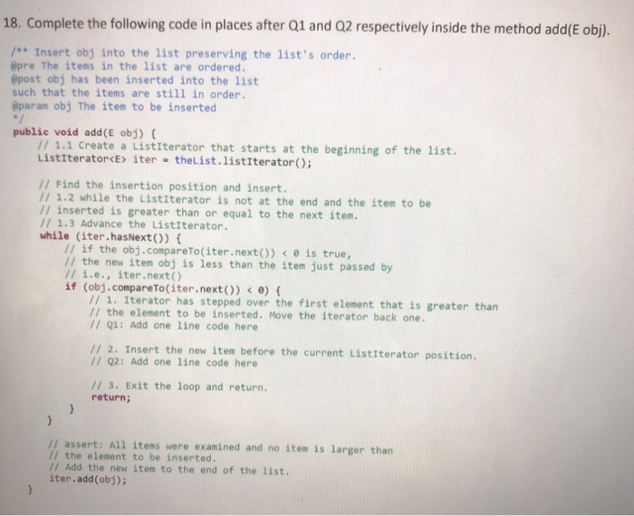 Solved 18. Complete the following code in places after Q1 | Chegg.com