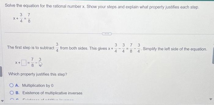 Solved Solve the equation for the rational number x. Show | Chegg.com