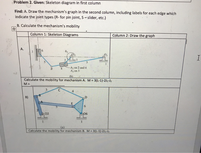 Solved Problem 2. Given: Skeleton diagram in first column | Chegg.com