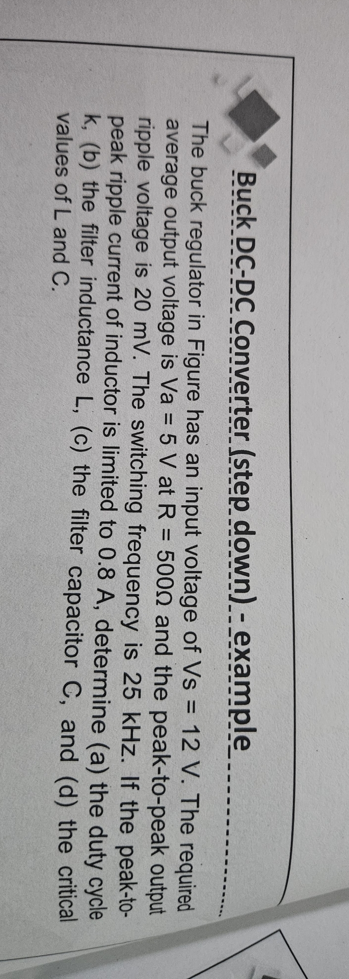 Solved Buck DC-DC Converter (step down) - ﻿exampleThe buck | Chegg.com