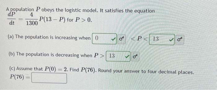 Solved Populations That Can Be Modeled By The Modified