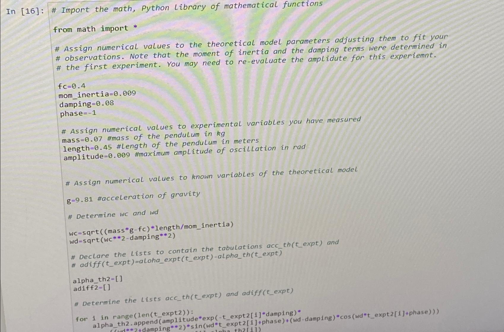 Solved In [16]: # Import the math, Python Library of | Chegg.com