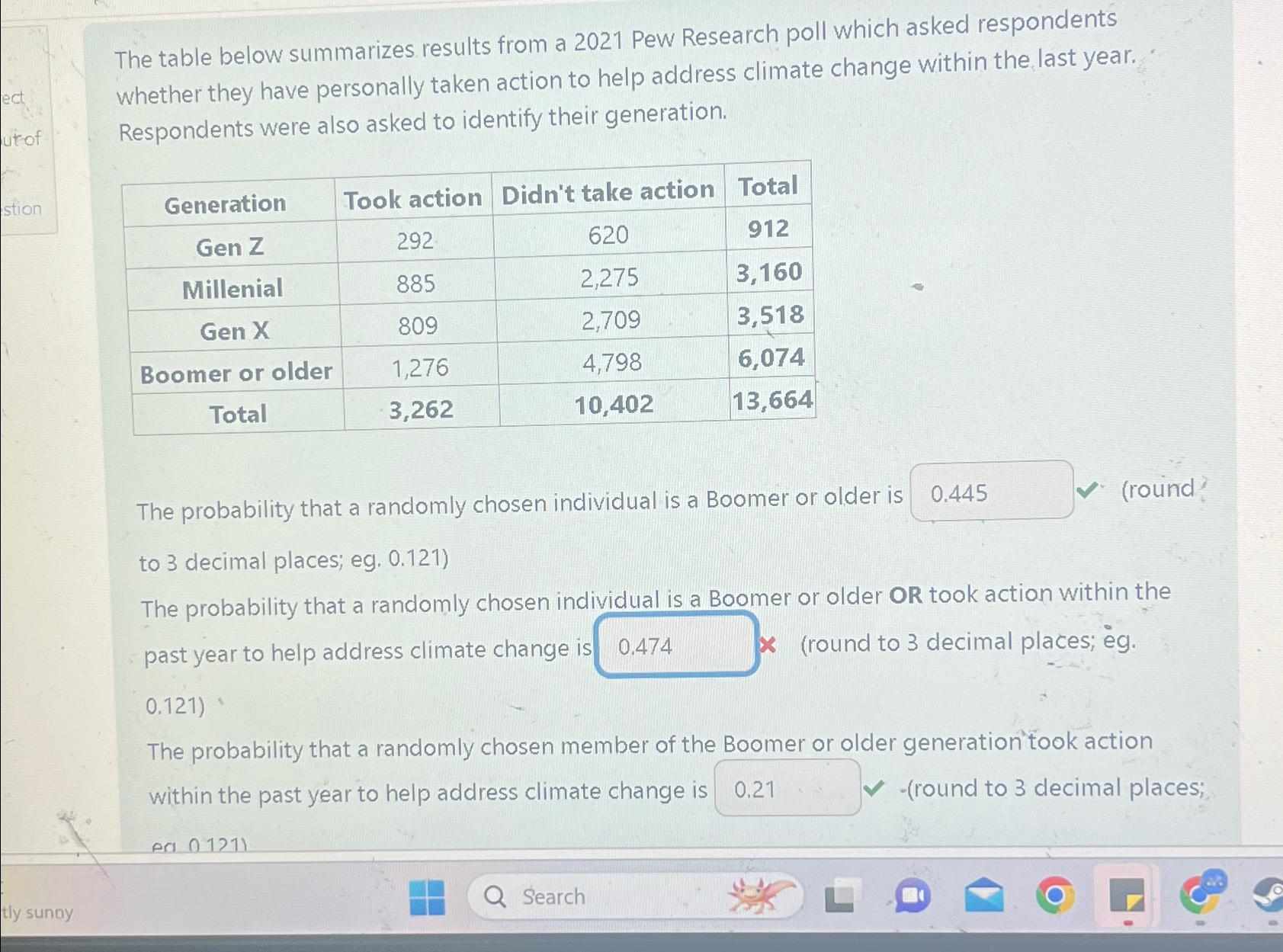Solved The table below summarizes results from a 2021 ﻿Pew | Chegg.com