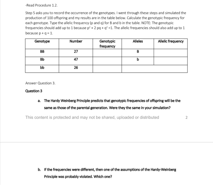 Solved Genotypes Frequency Alleles Frequency BB B Bb b bb | Chegg.com