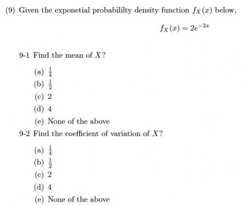 Solved (7) Given the uniform probabililty density function | Chegg.com