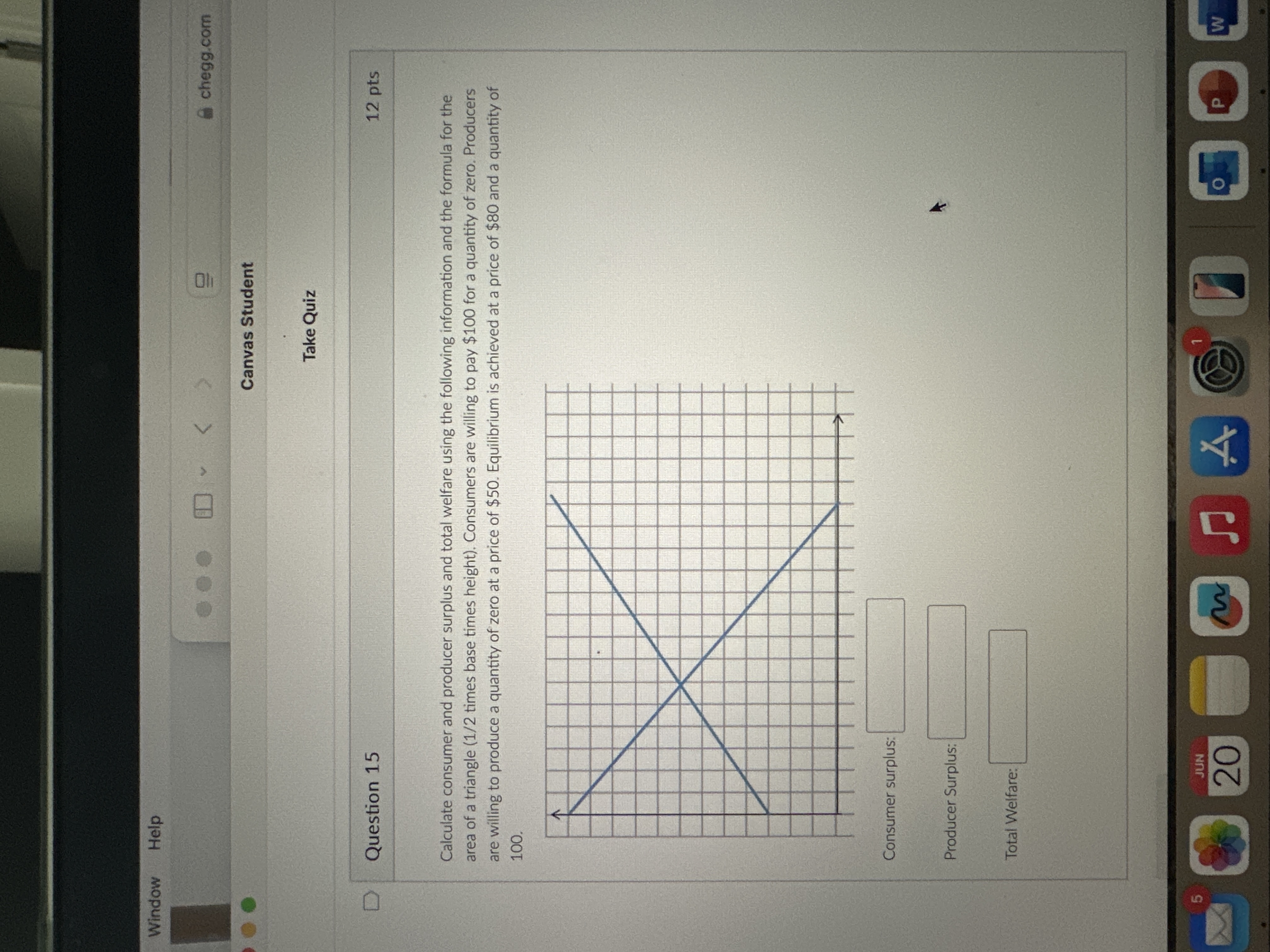 Calculate consumer and producer surplus and total | Chegg.com