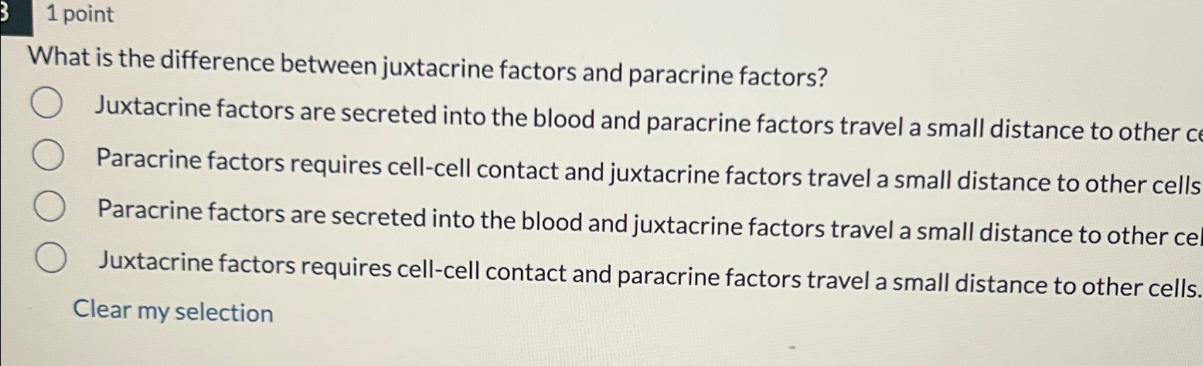 Solved 1 ﻿pointwhat Is The Difference Between Juxtacrine