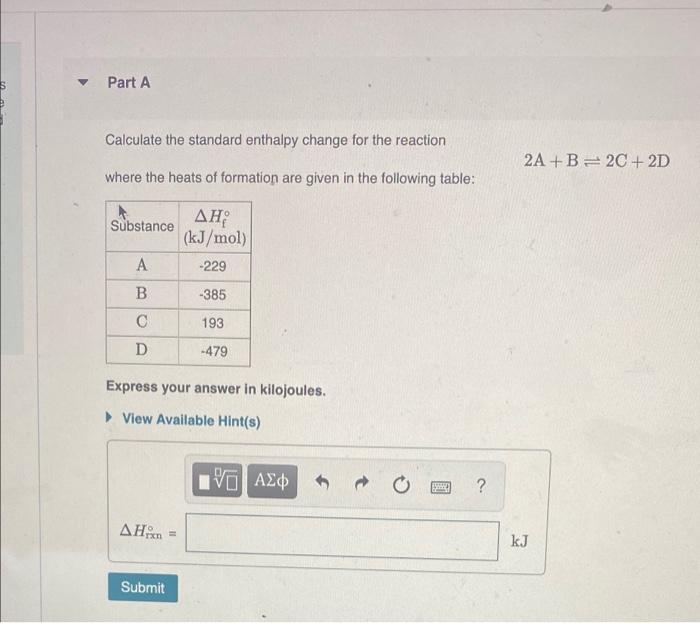 Solved Calculate the standard enthalpy change for the | Chegg.com