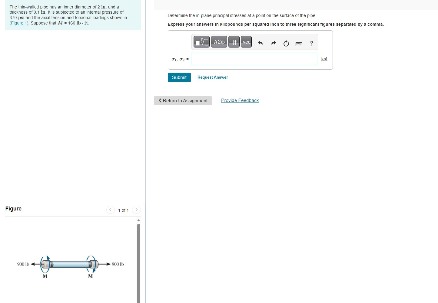 Solved The thin-walled pipe has an inner diameter of 2in. | Chegg.com