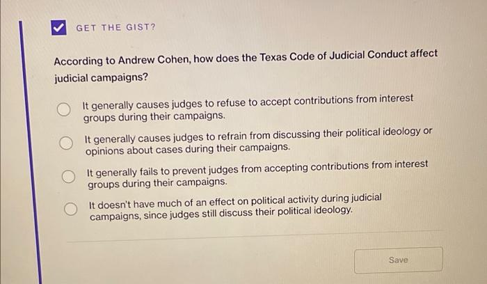 Solved GET THE GIST? According to Andrew Cohen, how does the | Chegg.com