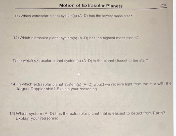 Solved Part II: Evaluating Extrasolar Planet Systems The | Chegg.com