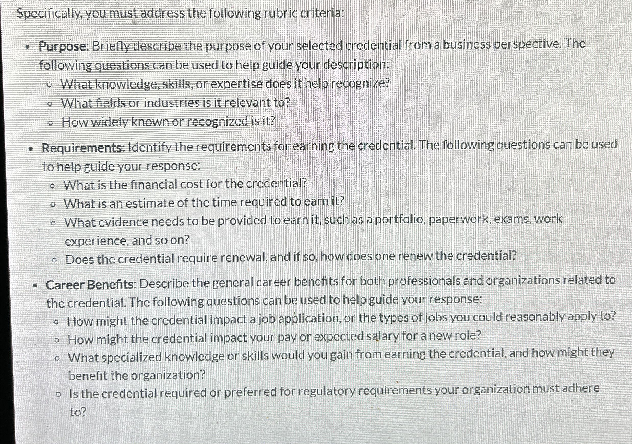 Solved Specifically, you must address the following rubric | Chegg.com