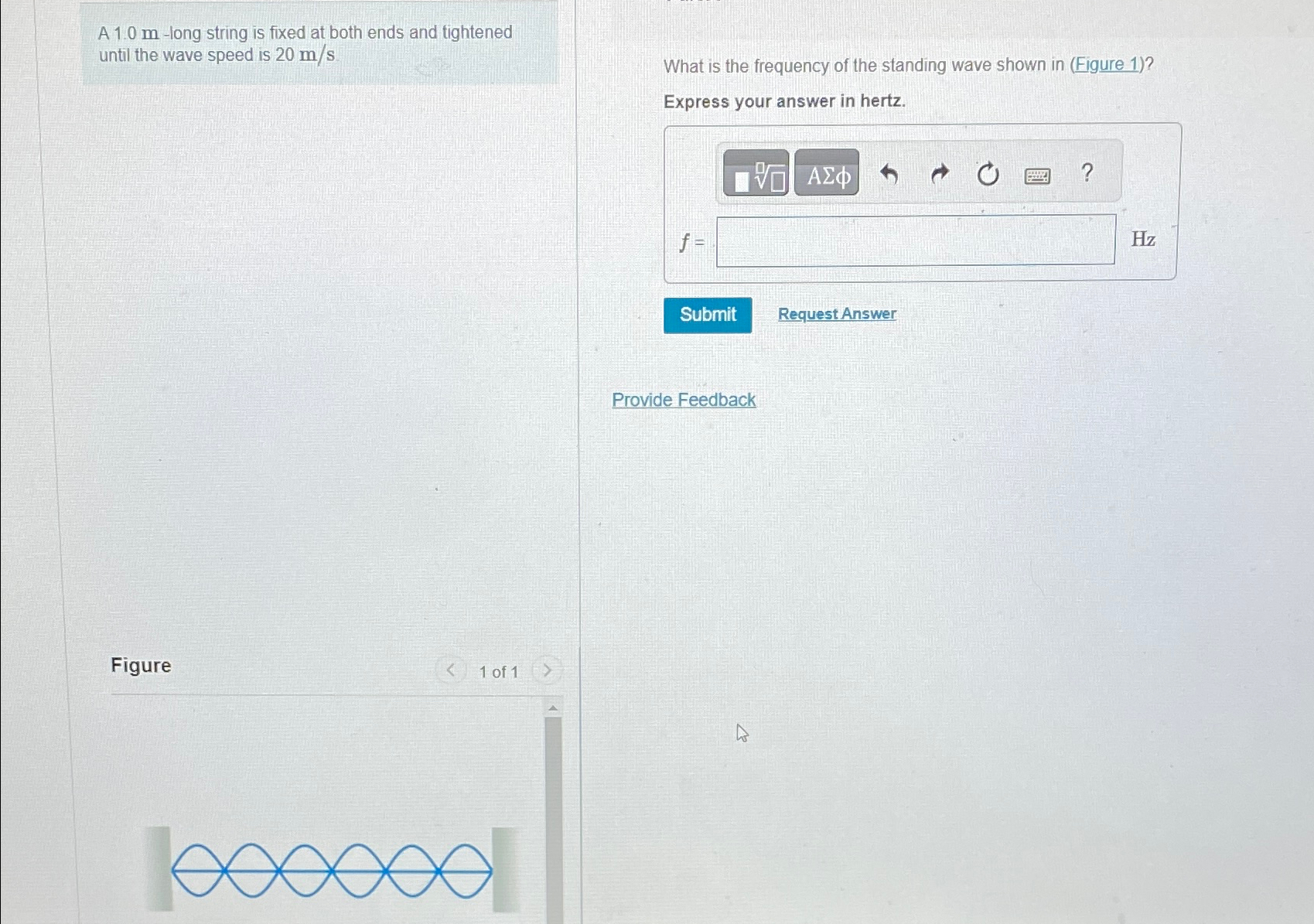 Solved A 1.0m-long string is fixed at both ends and | Chegg.com