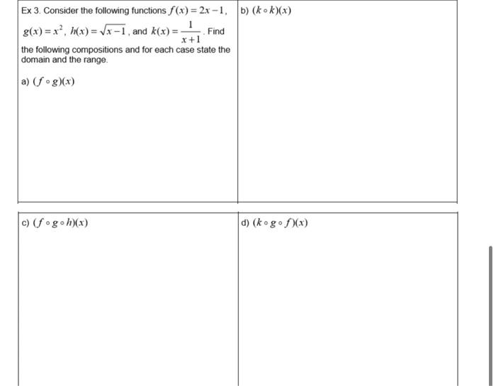 Solved Ex 3 Consider The Following Functions F X 2x−1 B
