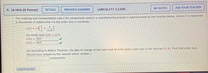 Solved ASK YOUR TEACHER MY NOTES 4. (4.16/6.25 Points) | Chegg.com
