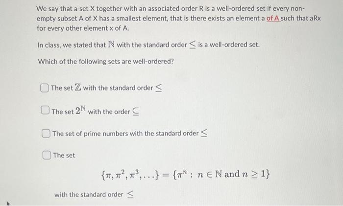 Solved We say that a relation on a set X is an order if it | Chegg.com