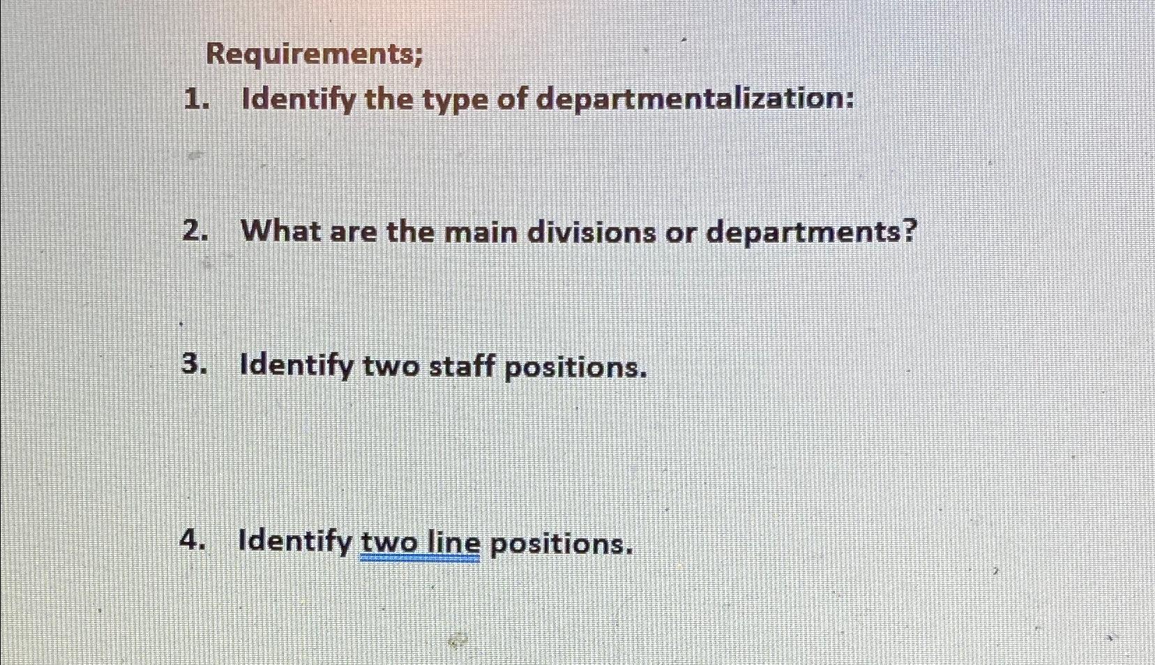 Solved Requirements;Identify the type of | Chegg.com