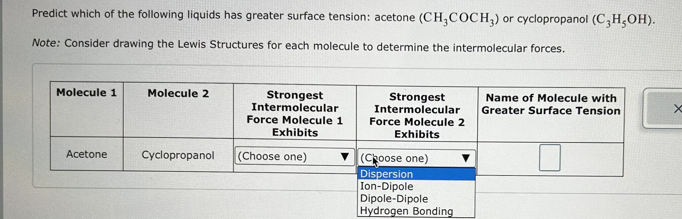 Solved Predict which of the following liquids has greater | Chegg.com