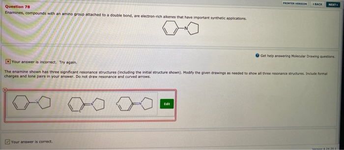 Solved PRINTER VERSION « BACK NEXT Question 78 Enamines, | Chegg.com