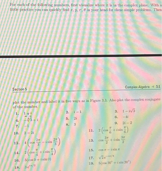 Solved For each of the following numbers, first visualize | Chegg.com