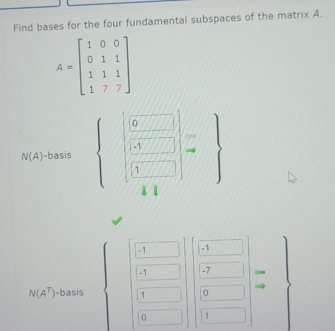 Solved Find bases for the four fundamental subspaces of the | Chegg.com