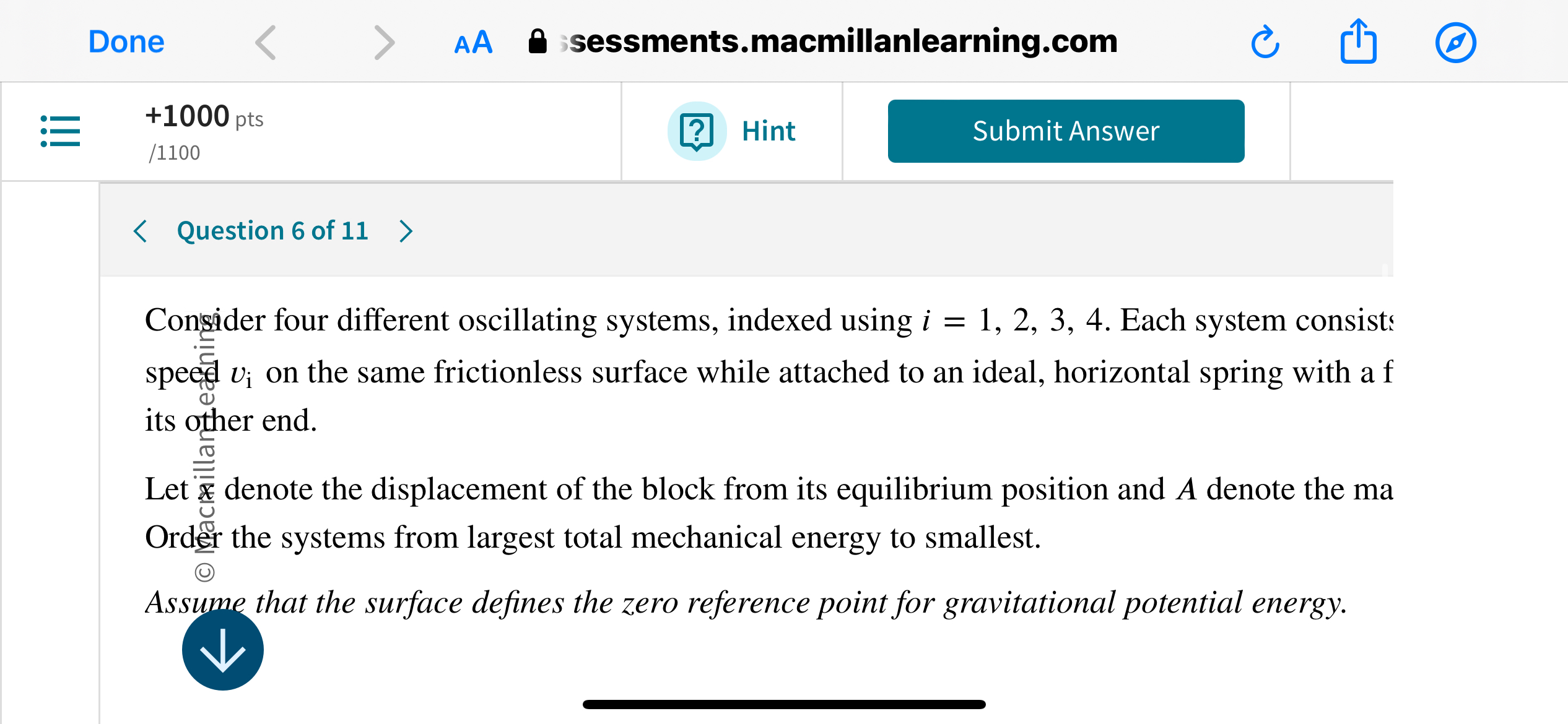 Solved DoneAAsessments.macmillanlearning.com+1000 ﻿pts/1100? | Chegg.com