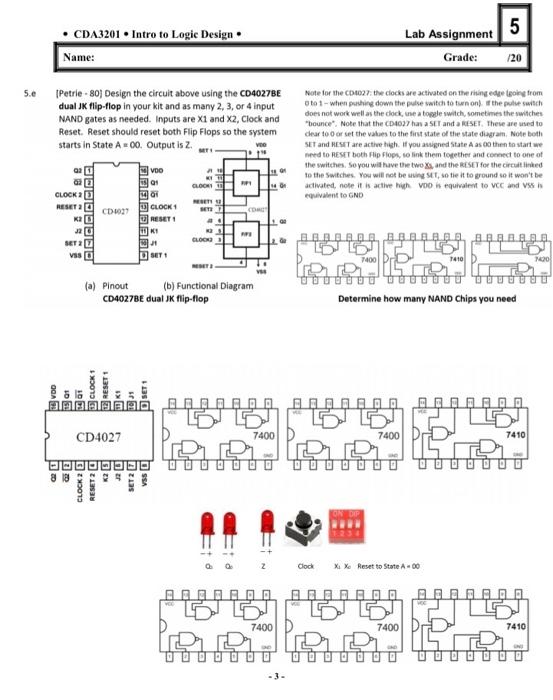 Solved 5 • CDA3201 Intro to Logic Design Name: Lab | Chegg.com