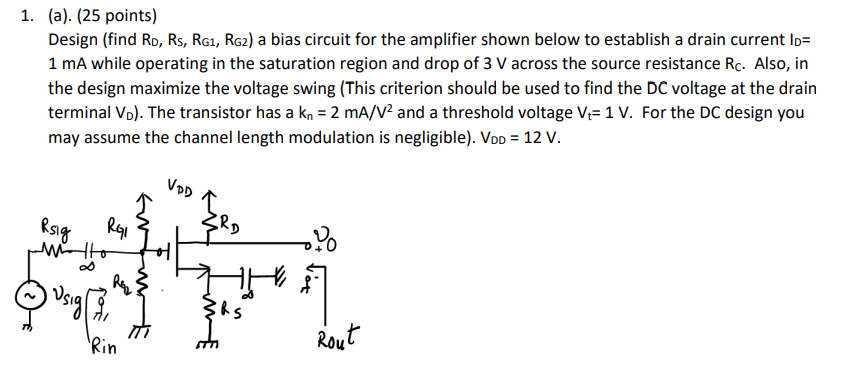 Solved Design the circuit (determine the values of | Chegg.com
