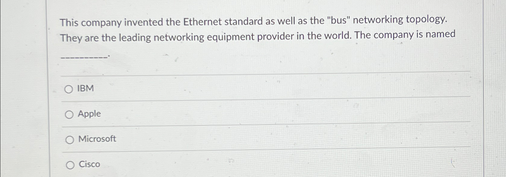 Solved This company invented the Ethernet standard as well | Chegg.com