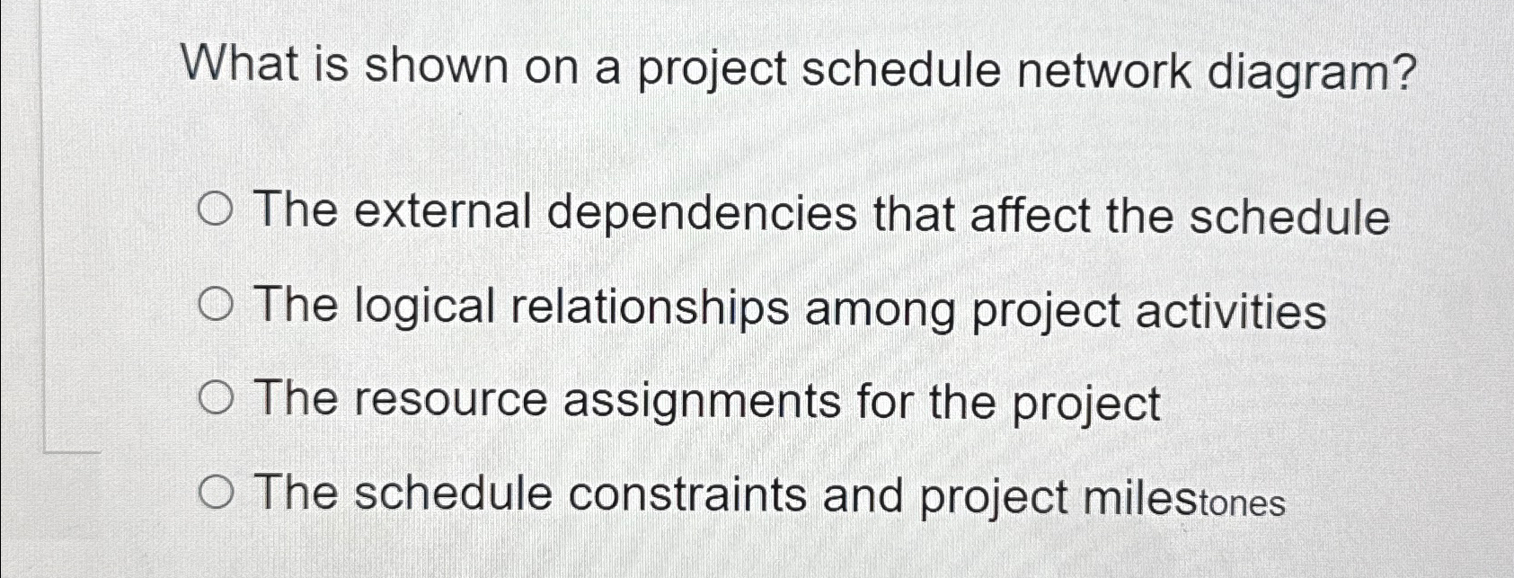 Solved What is shown on a project schedule network | Chegg.com