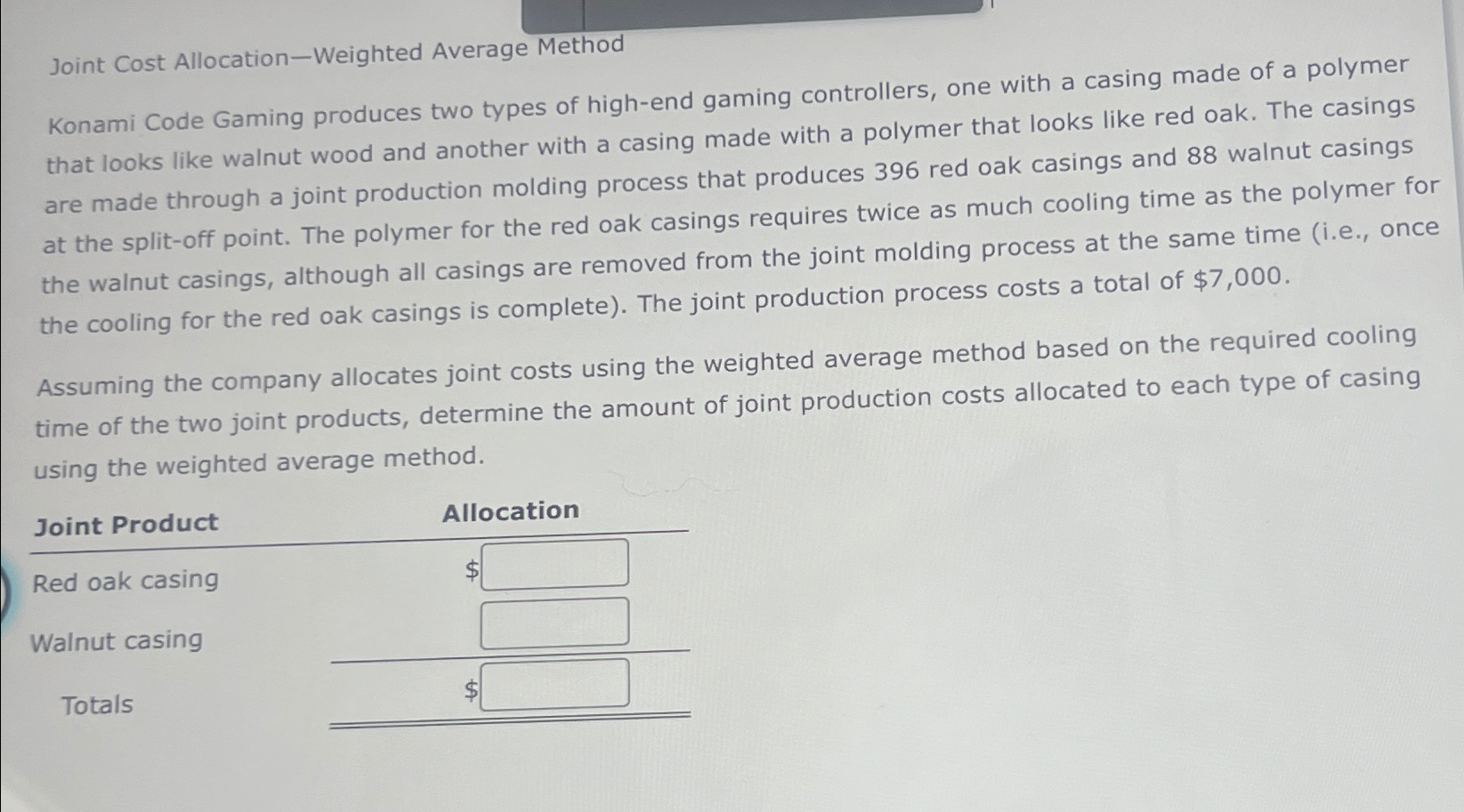 Solved Joint Cost Allocation-Weighted Average MethodKonami | Chegg.com