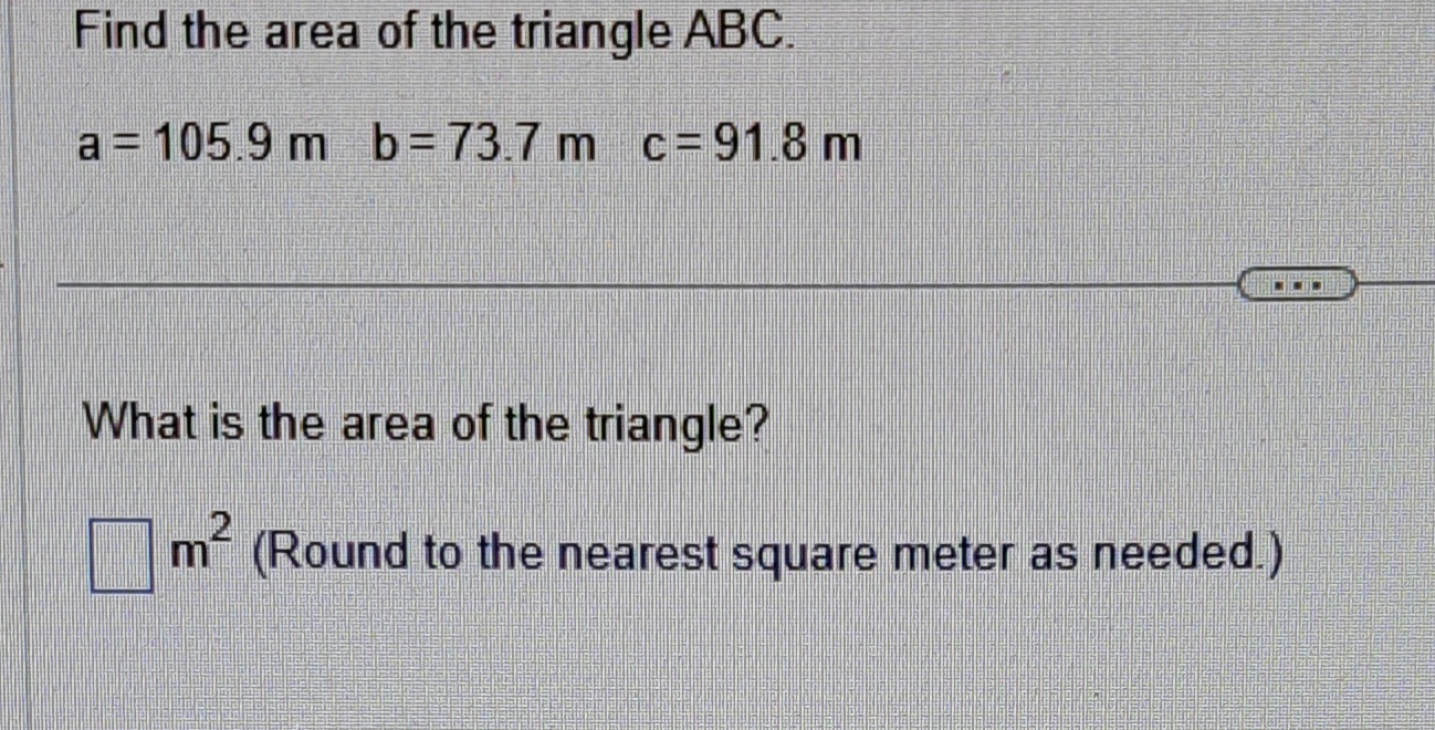 Solved Find the area of the triangle | Chegg.com