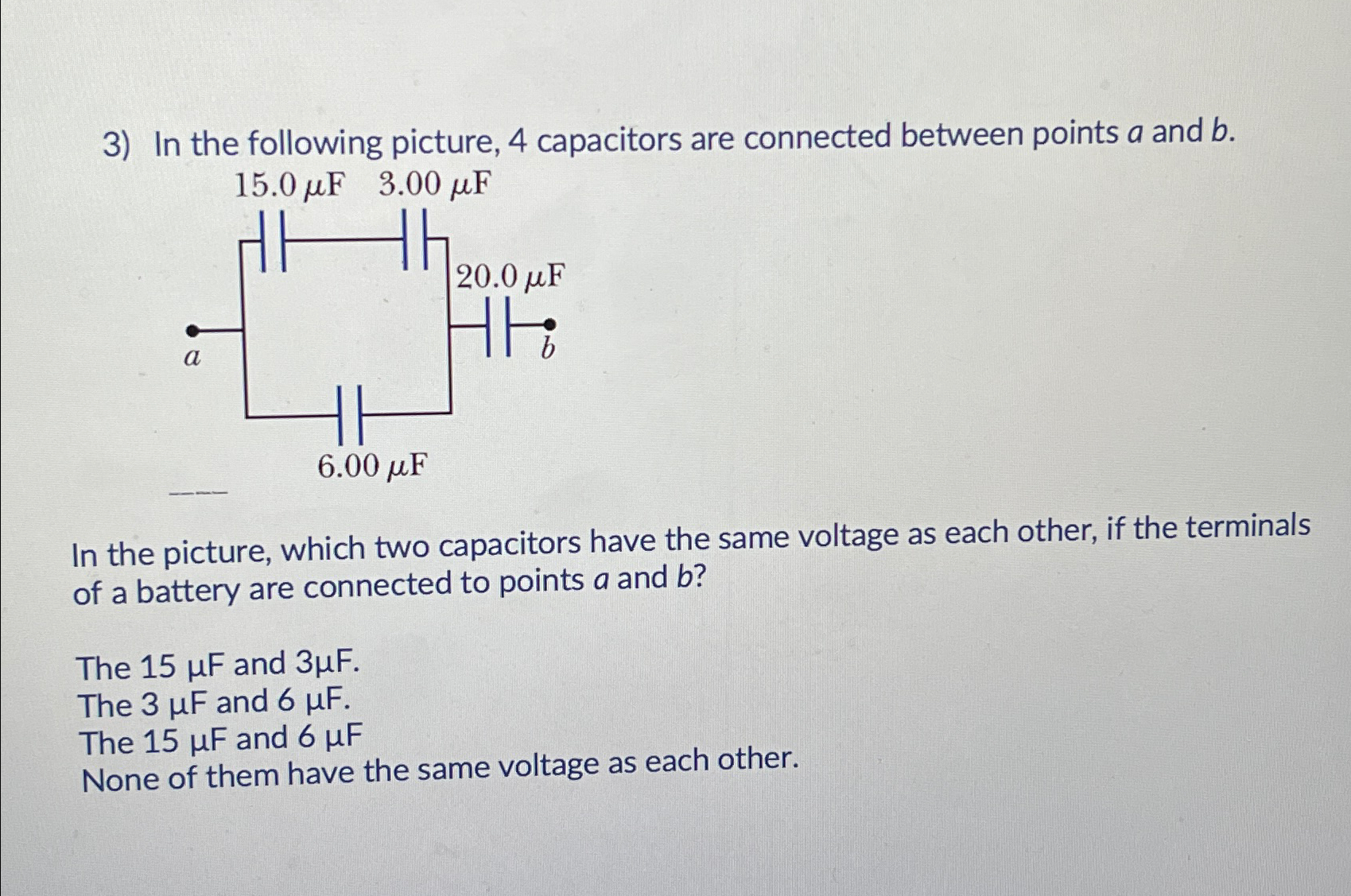 In the following picture, 4 ﻿capacitors are connected | Chegg.com