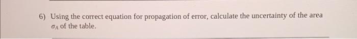 Solved 6) Using the correct equation for propagation of | Chegg.com