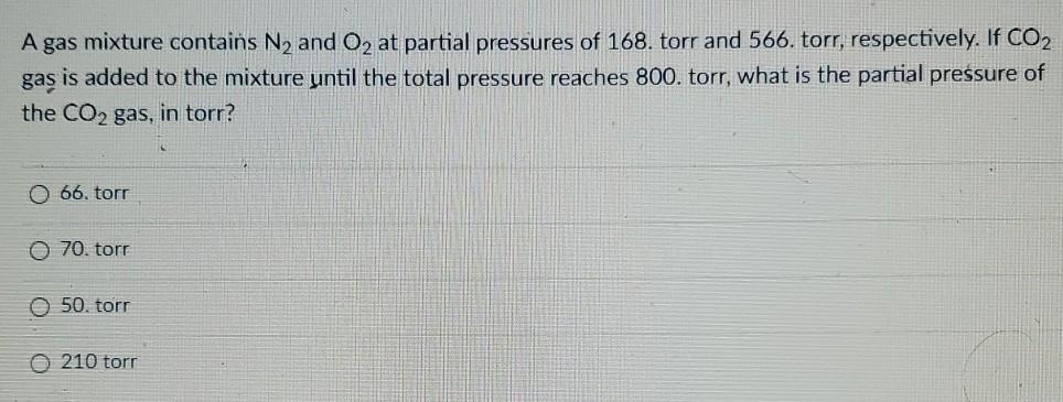 Solved A gas mixture contains Ny and O2 at partial pressures | Chegg.com