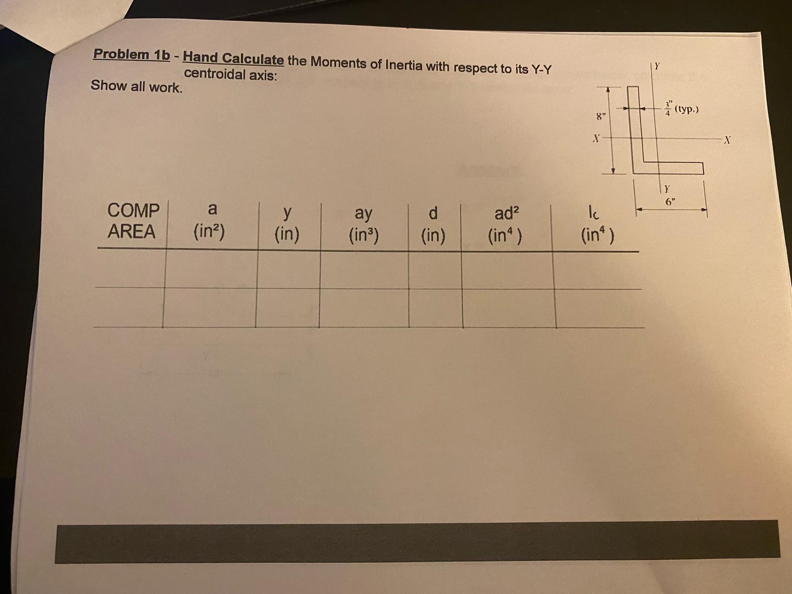 Solved Problem 1b - ﻿Hand Calculate the Moments of Inertia | Chegg.com